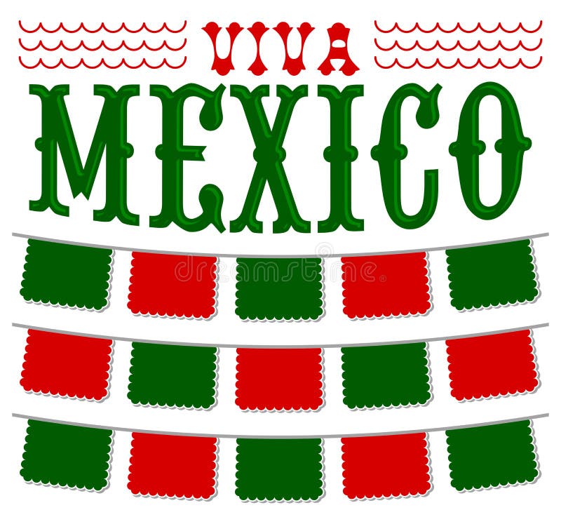 Viva Mexico, Mexican Holiday Header and Elements Vector Decoration ...