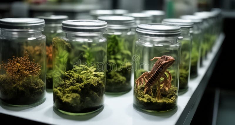 Vivarium with a Variety of Plants and a Small Creature Stock ...