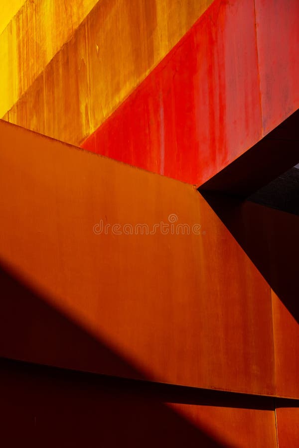 Vivid Abstract Architectural Detail with Intersecting Red and Orange ...