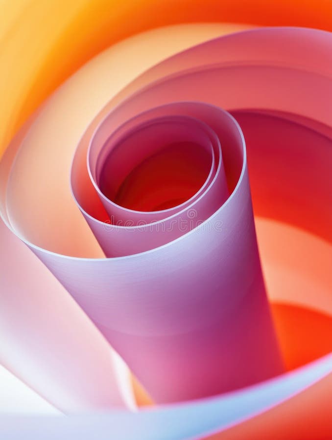 Vivid Abstract Art: Colorful Rolled Paper Forms Stock Photo - Image of ...