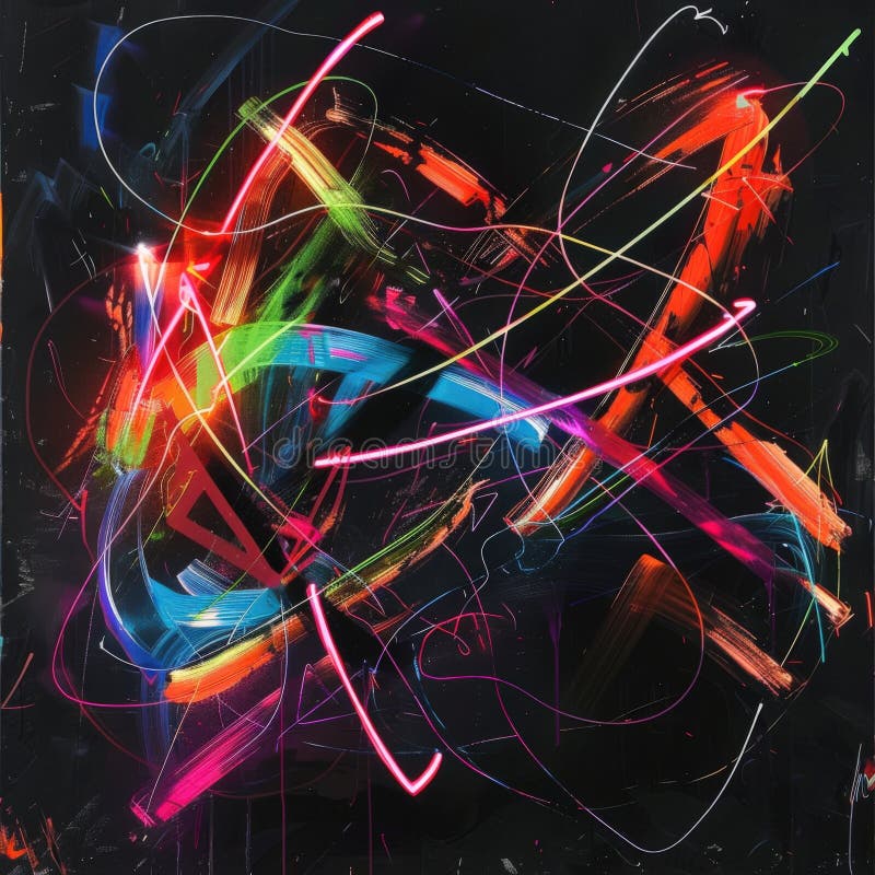 Vivid Abstract Artwork with Dynamic Colorful Lines and Shapes Stock ...