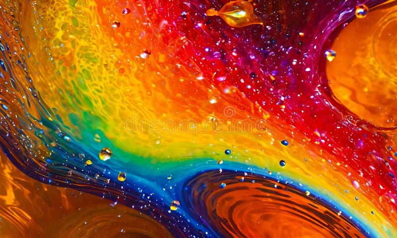 Vivid Abstract Colorful Liquid Background with Drops and Bubbles Stock ...