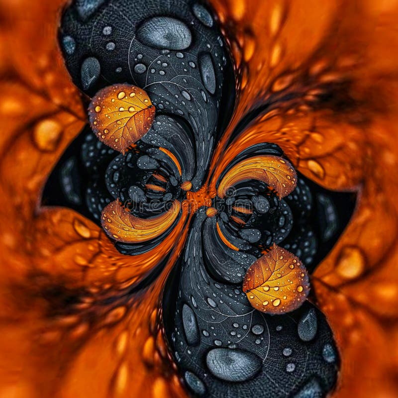 Vivid Abstract Composition with Orange and Black Swirling Patterns and ...