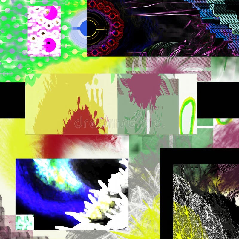 Vivid Abstract Digital Collage Stock Illustration - Illustration of ...