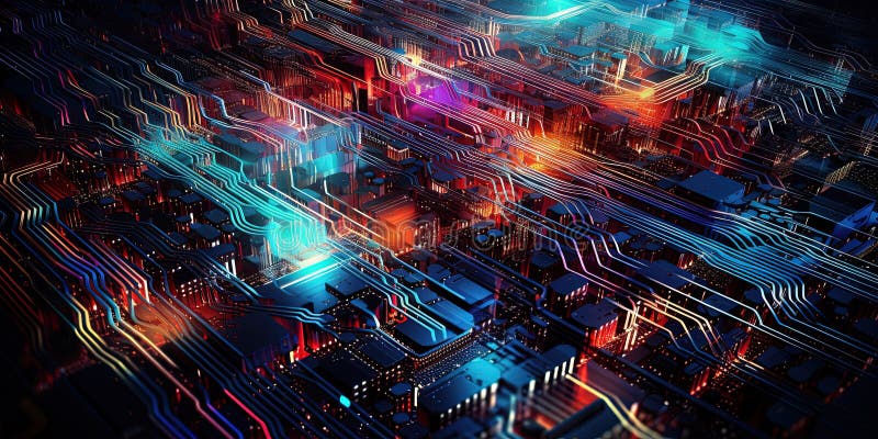 VIvid Abstract Electronic Circuitry Background Stock Photo - Image of ...