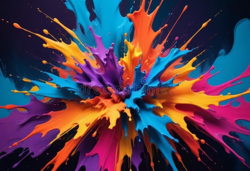 Vivid Abstract Explosion: Dynamic Paint Splash Symphony Stock ...