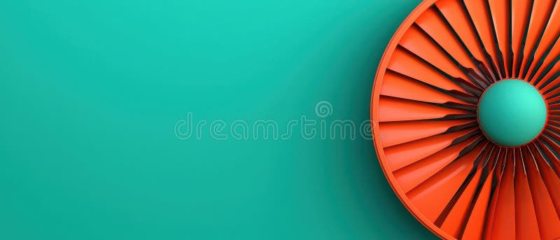 Abstract Orange Teal Engine Fan Industrial Design 3D Render Stock ...