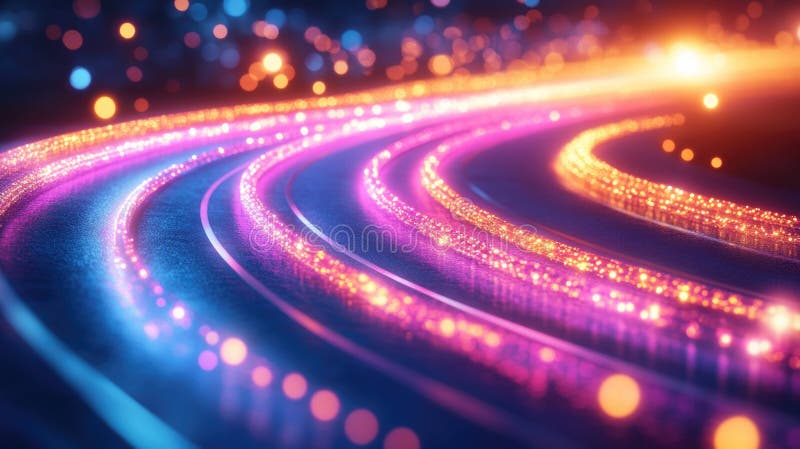 Vivid Abstract Light Trails in Curved Symmetrical Rainbow Patterns with ...
