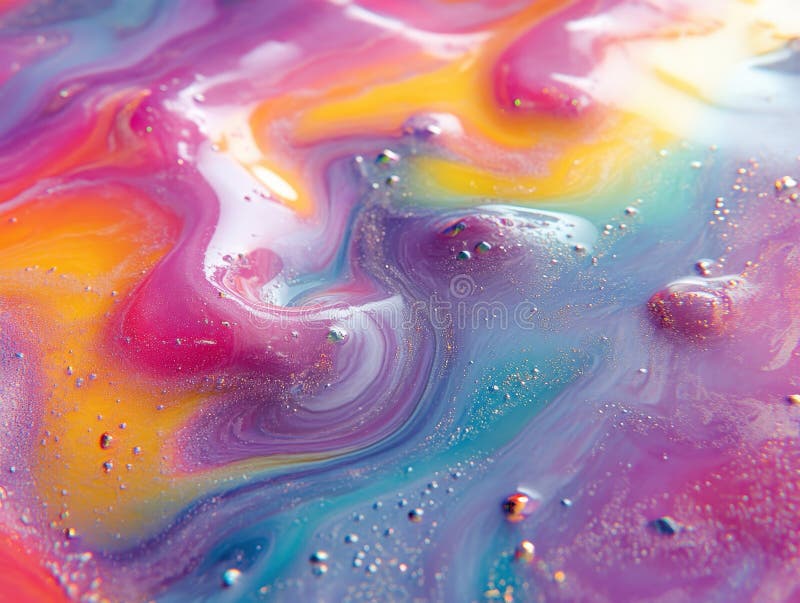 Vivid Abstract Liquid Art with Colorful Marbled Patterns and Bubble ...