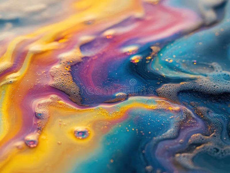 Vivid Abstract Liquid Art with Colorful Marbled Patterns and Bubble ...