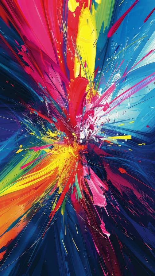 Vivid Abstract Paint Splatter on Dark Background Stock Photo - Image of ...