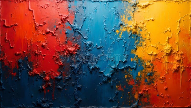 Vivid Abstract Painting with Bold Colors and Textured Layers Stock ...