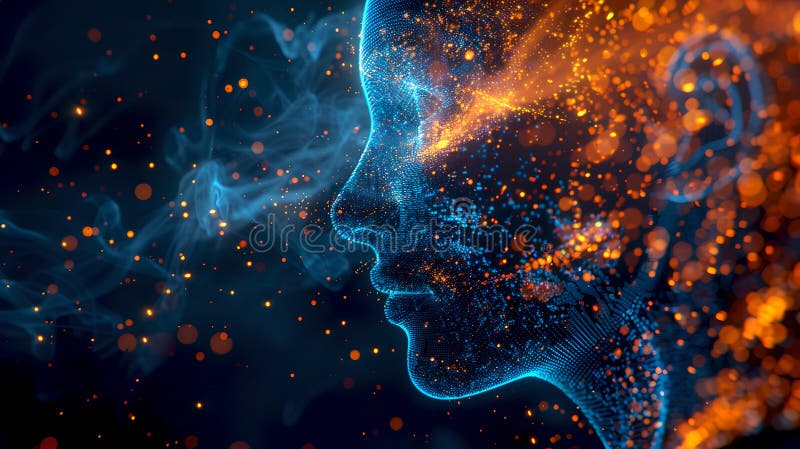 Vivid Abstract Representation of Human Profiles in Cosmic Style. a ...