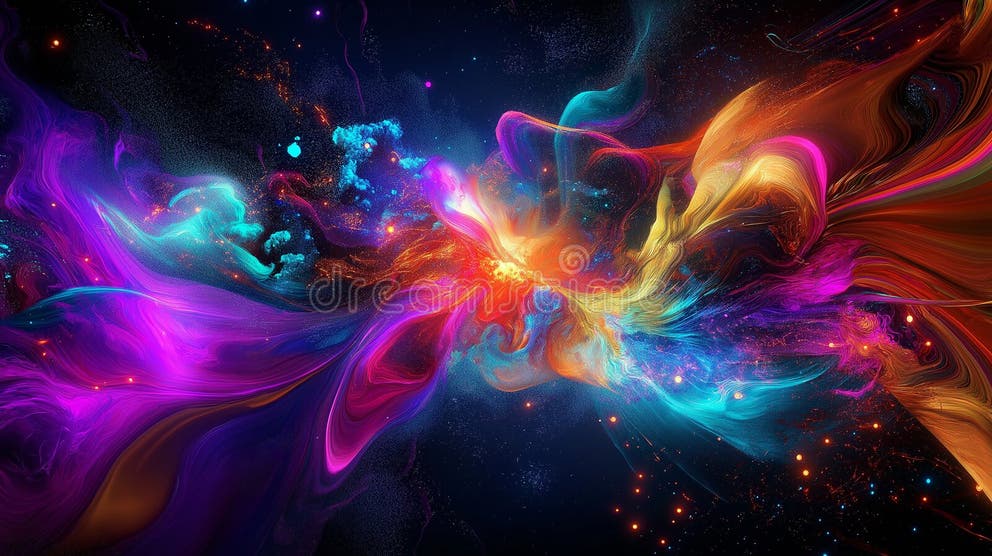 Vivid Abstract Technological Background with Rich Colors and Complex Designs Stock Illustration ...