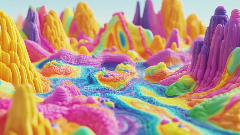 A Vivid, Abstract Terrain with a Spectrum of Colors and Textured ...