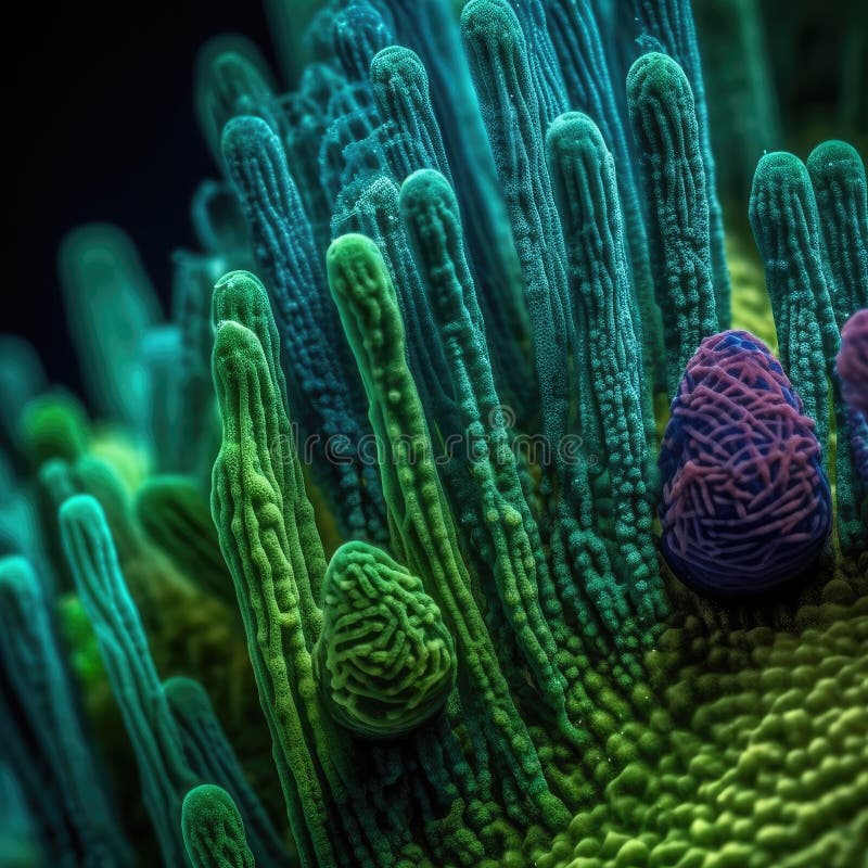 Vivid Algae Under the Microscope for Scientific Research. Stock ...
