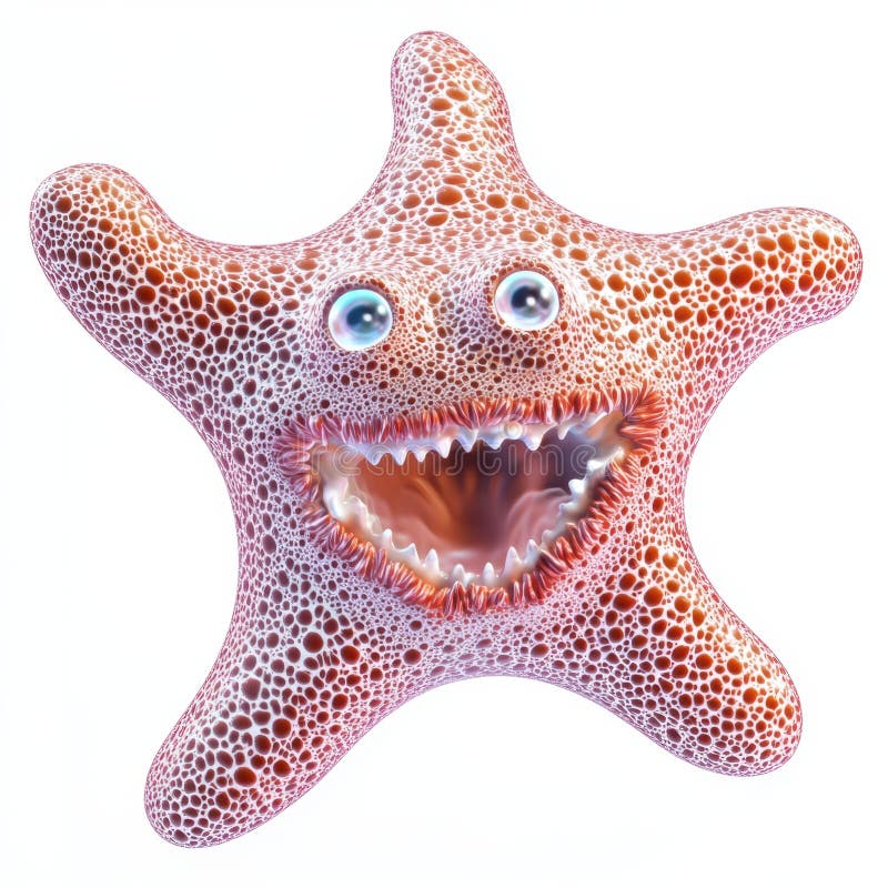 A Vivid Animated Starfish with a Smiling Face Displaying Large Eyes and ...