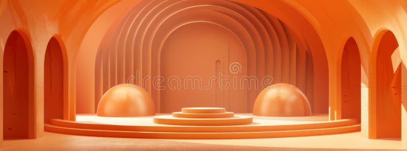 Vivid Architectural Podium Featuring Arched Design in Bright and ...
