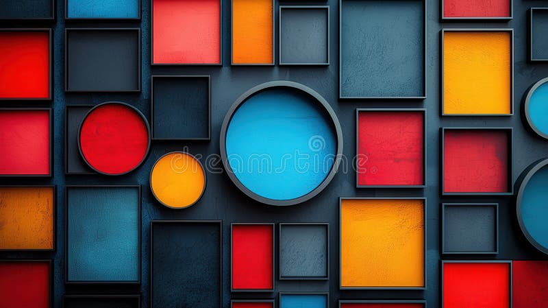 Colorful Abstract Geometric Blocks with Bold Frames Stock Image - Image ...