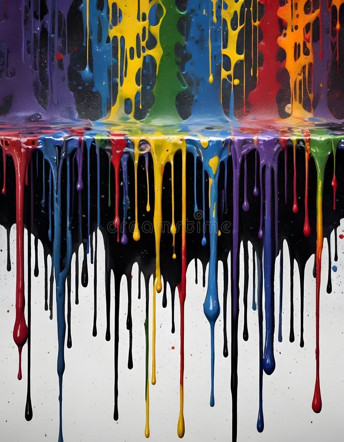 Multicolor Paint Drips on White AI Generative Stock Image - Image of ...