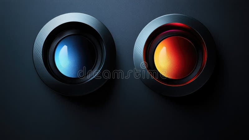 Vivid Art Installation with Circular Frames and Abstract Colors Stock ...