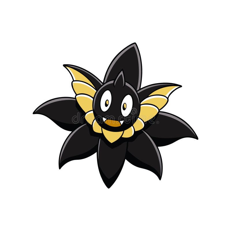 Vivid Black Bat Flower Artwork Stock Illustration - Illustration of ...