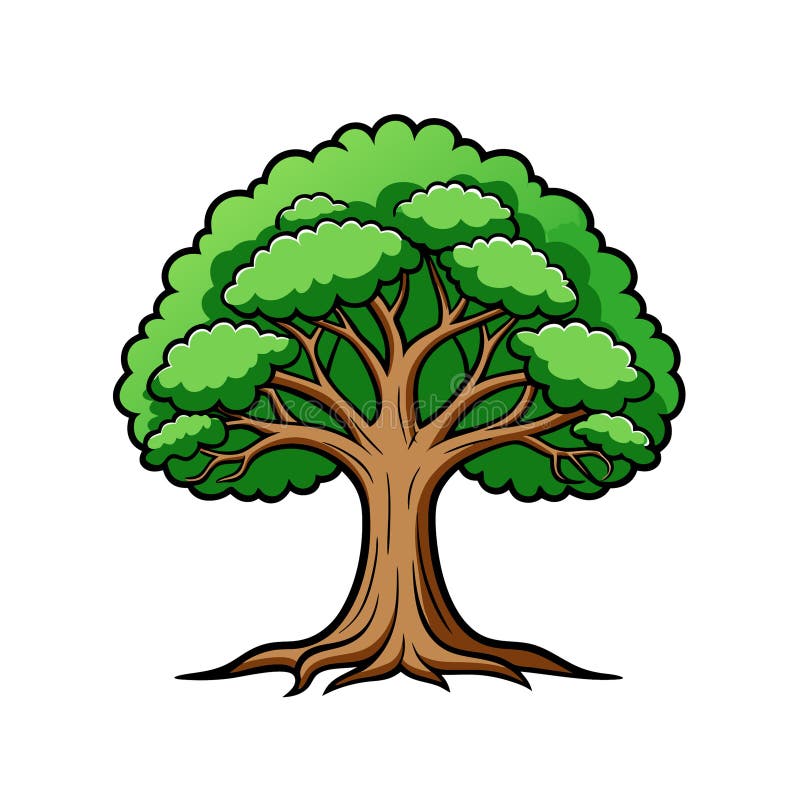 Vivid Elder Tree Artwork with Bold Outline Stock Illustration ...