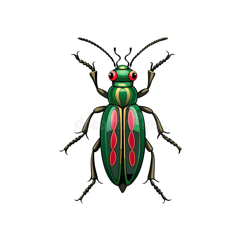 Vivid Artwork of Six-Spotted Tiger Beetle Stock Photo - Illustration of ...