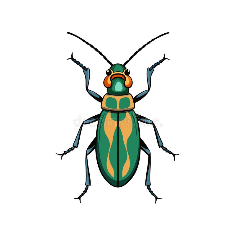 Vivid Artwork of Six-Spotted Tiger Beetle Stock Illustration ...
