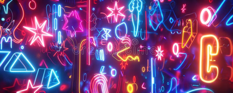 A Vivid Backdrop with an Array of Neon Lights Forming Abstract Shapes ...
