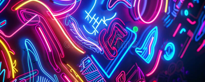 A Vivid Backdrop with an Array of Neon Lights Forming Abstract Shapes ...