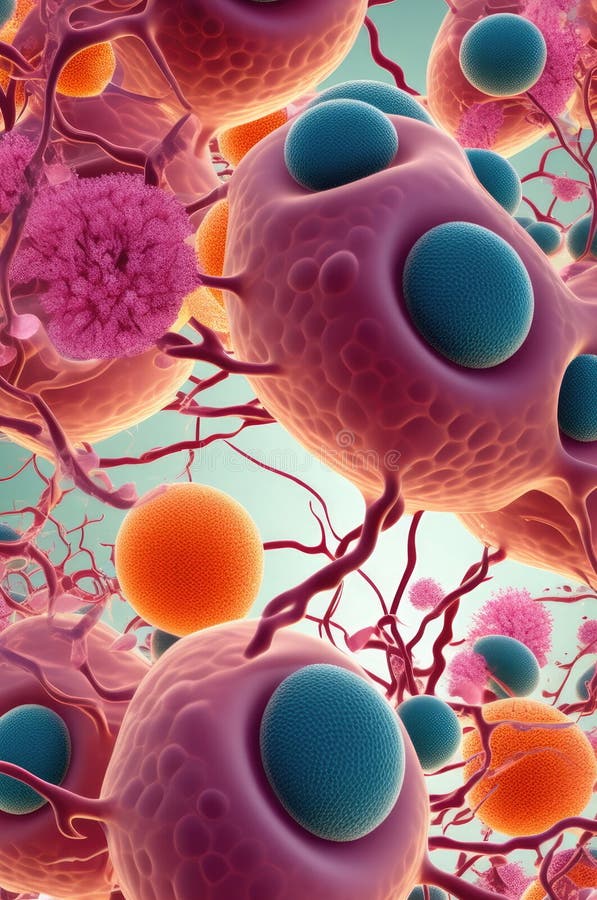 Vivid Biomorphic Organic Cells with Vascular Structures Stock Photo ...