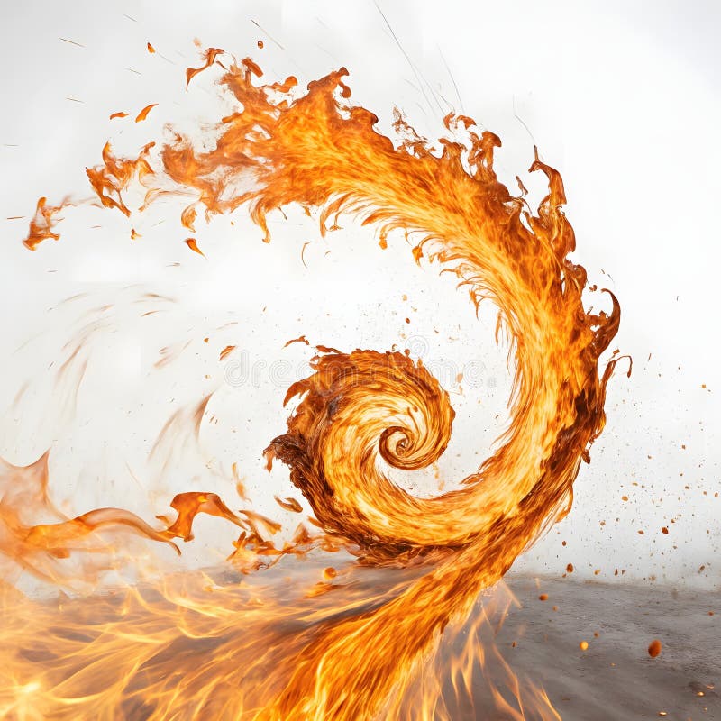 Blazing Fire Swirl with Dynamic Motion Flames – Isolated on Background ...