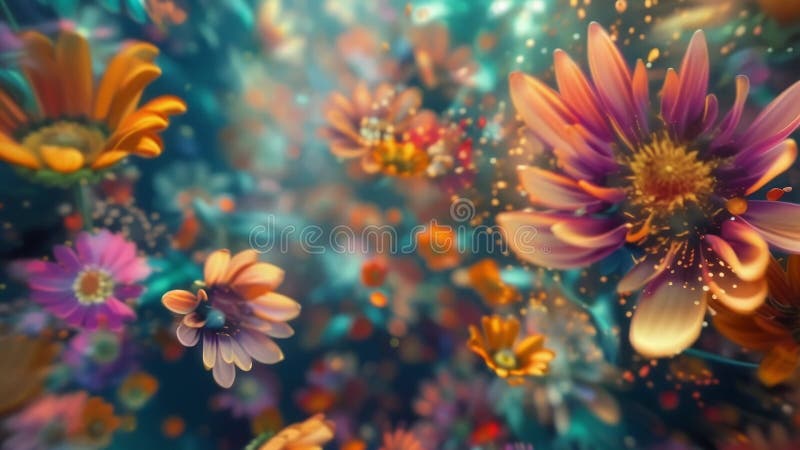 Vivid Blooms Exploding into a Magical Display of Colorful Flower ...