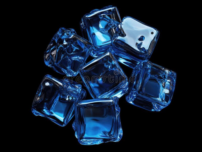Vivid Blue Crystalline Ice Cubes Stock Image - Image of summer ...