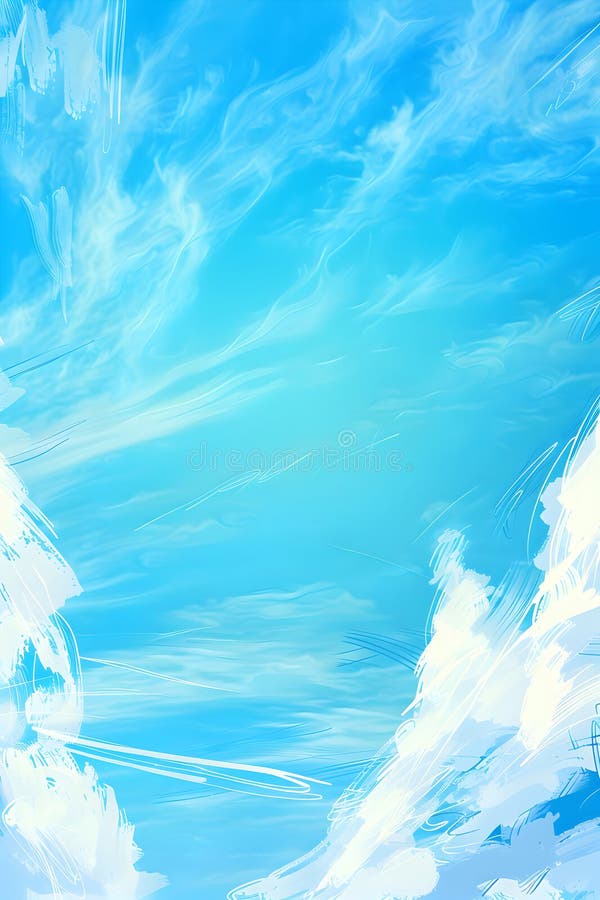 Vivid Blue, Cyan Sky with Some Clouds Vertical Background, Ample Copy ...