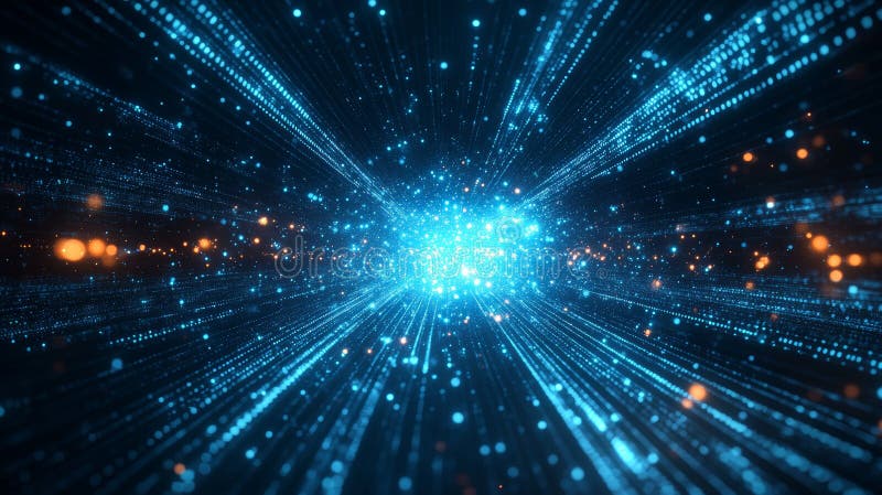 A Vivid Blue Digital Network with Streaming Data Particles, Symbolizing ...