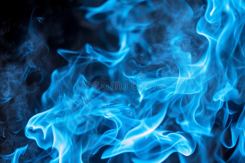 Vivid Blue Fire Emanating White Smoke, Creating a Striking Contrast and ...