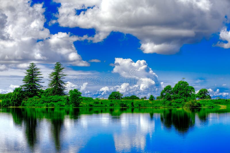 Vivid Blue and Green Landscape Stock Image - Image of australia, water ...