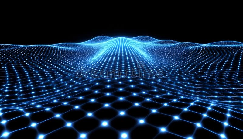 Vivid Blue Hexagon Mesh Network Connections with Luminous Points in ...