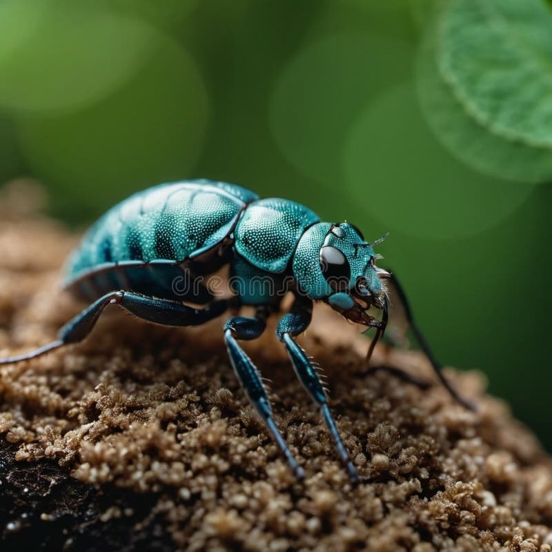 A Vivid Blue Insect with Distinct Features Rests on a Patch of Moist ...
