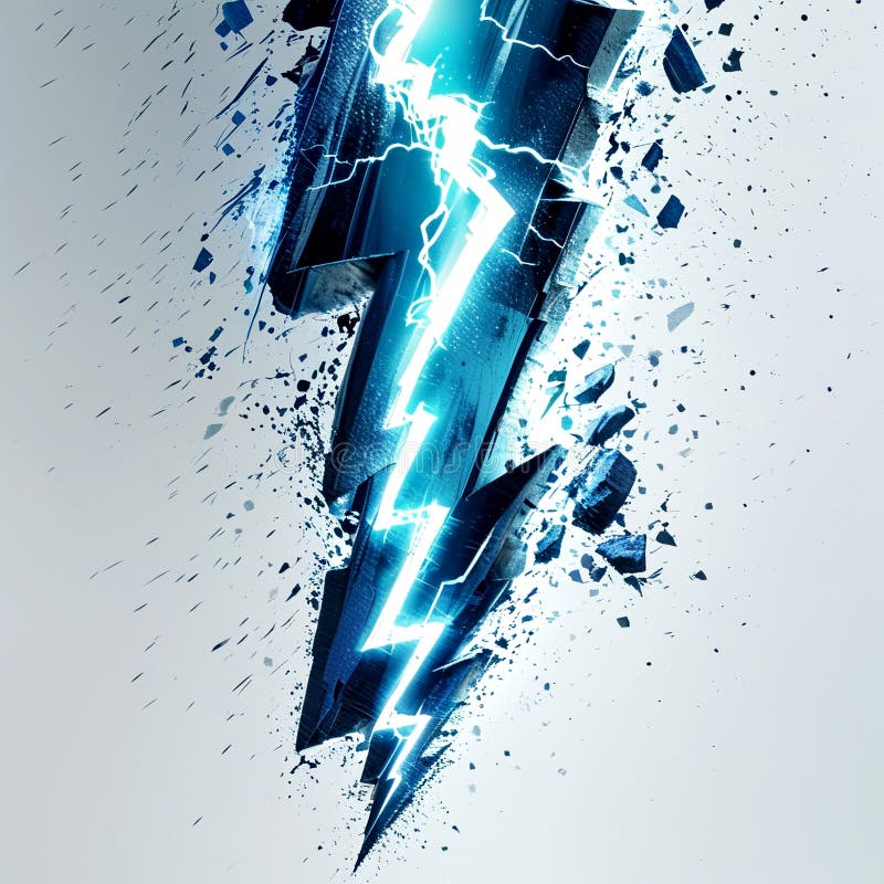 A Vivid Blue Lightning Bolt Shatters the Surface with Electrifying Intensity and Motion Stock ...