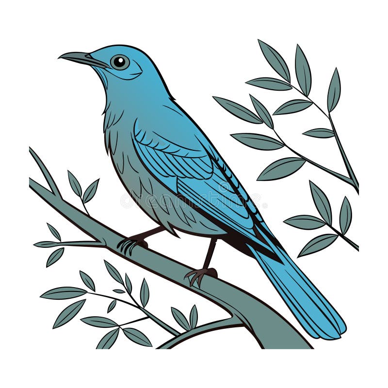 Vivid Blue Mockingbird Bird Design Stock Illustration - Illustration of ...