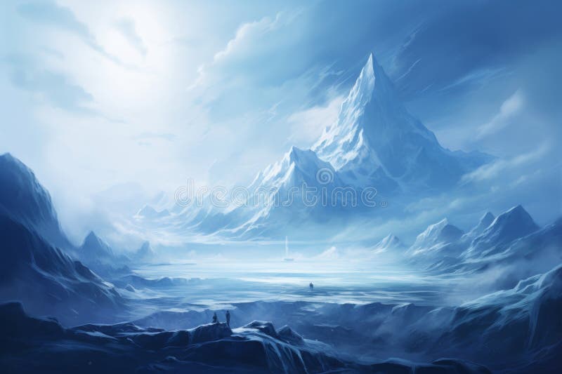 Vivid Blue Mountain Landscape Exploring Depth and Atmosphere through ...
