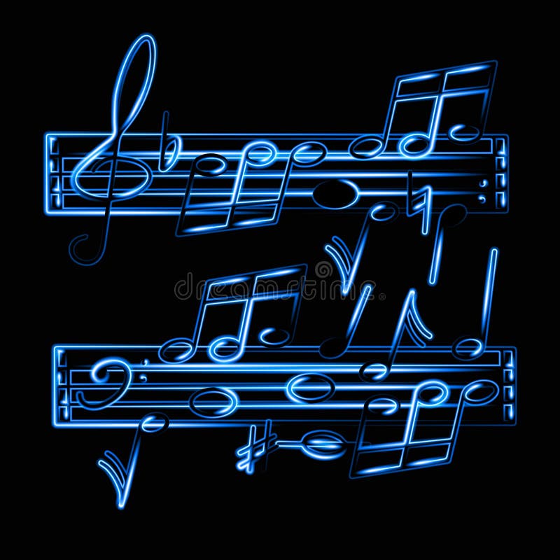 Vivid Blue Musical Notes are Arranged Dynamically, Representing a ...