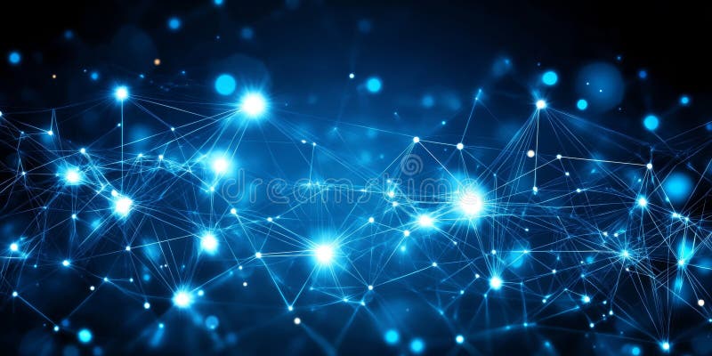 Vivid Blue Network Connections with Luminous Points a Digital and ...
