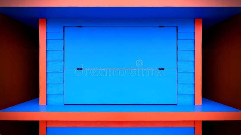 Vivid Blue and Orange Store Counter with Closed Window Stock Image ...