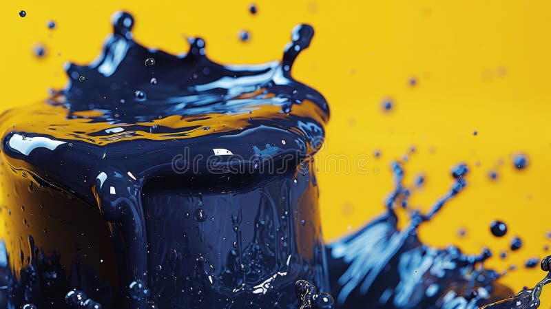 Vivid Blue Paint Splash with Dynamic Motion Against a Bright Yellow ...