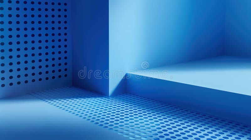 Vivid Blue Perforated Metal Interior. Generative AI Stock Image - Image ...