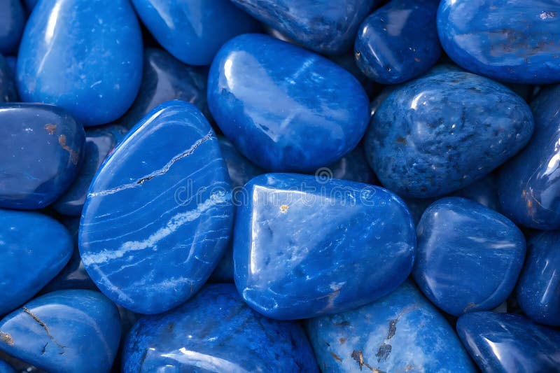 Vivid Blue Polished Stones Featuring Natural Patterns and Glossy ...